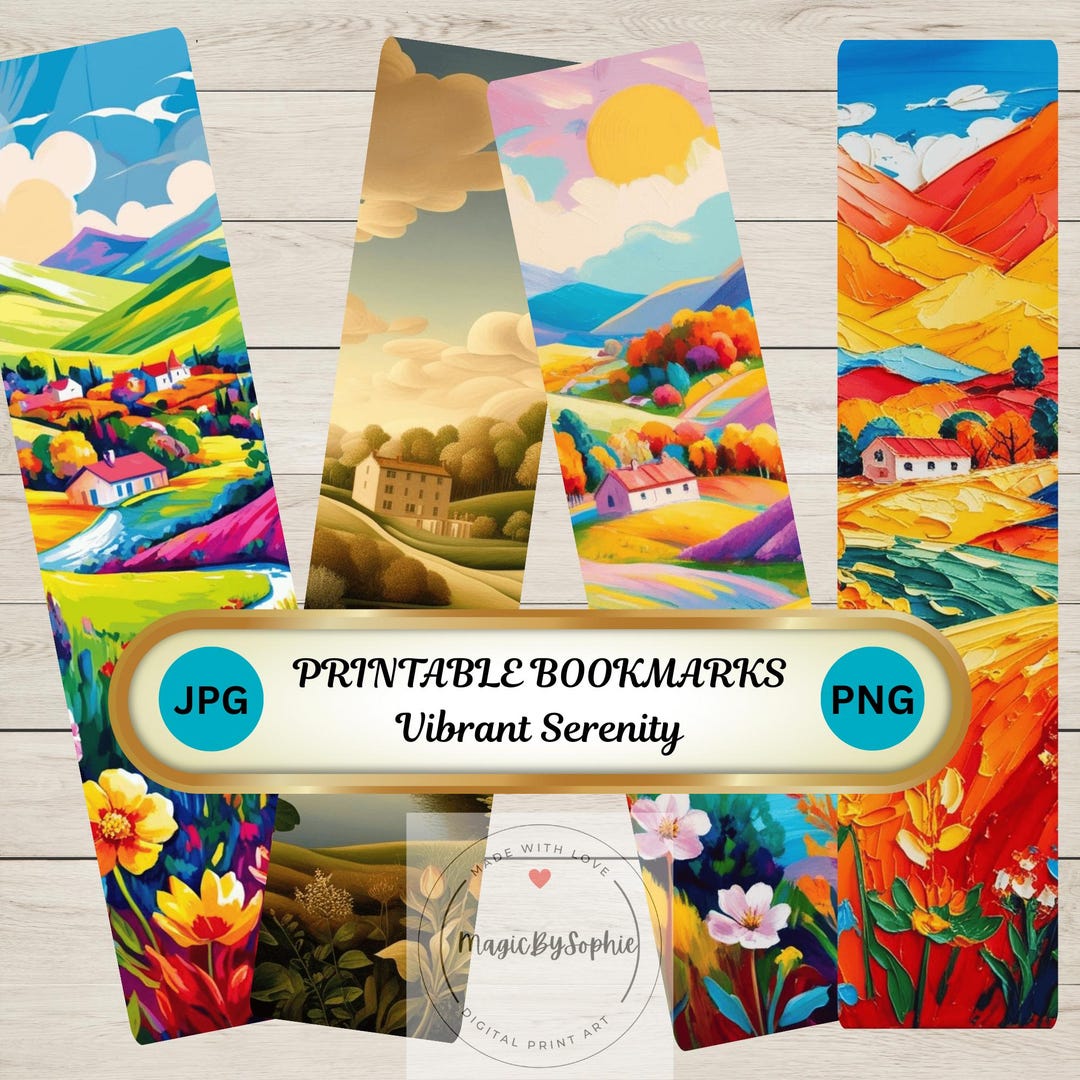 Printable Bookmarks,vibrant Lands Bookmark Bundle,digital Download ...