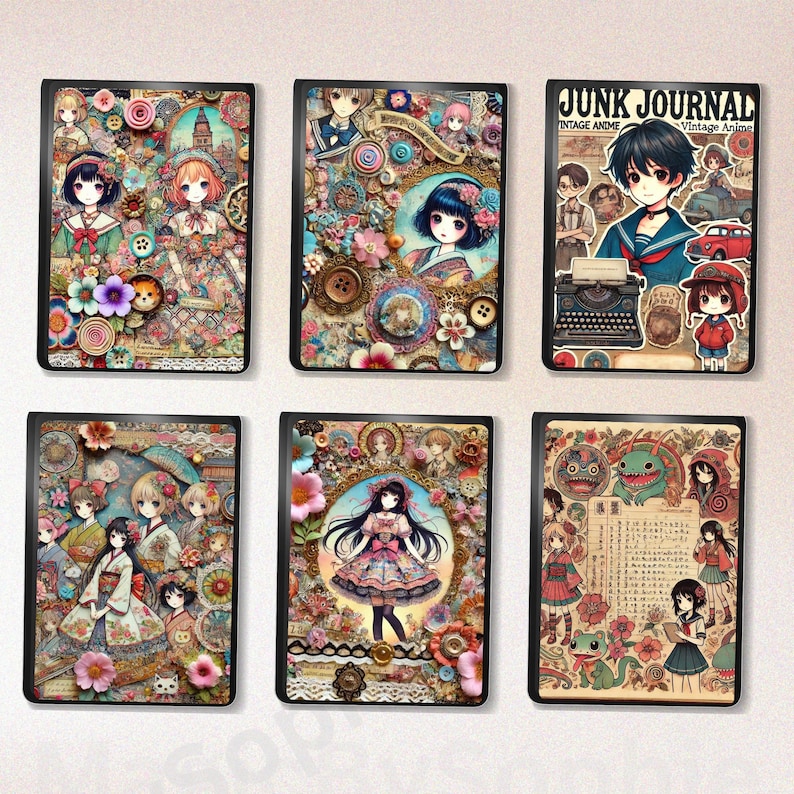 Vintage Anime Junk Journal Kit - Printable Scrapbooking Paper, DIY ...