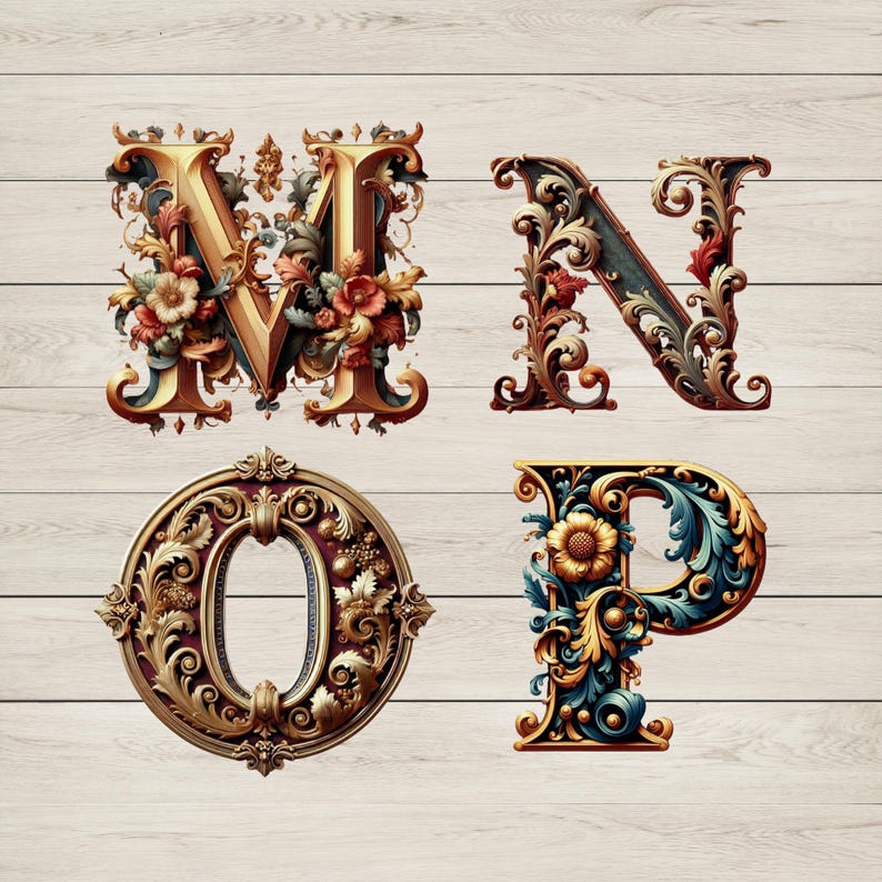 Printable Monograms, Alphabet Clipart, Digital Downloads, Letters ...