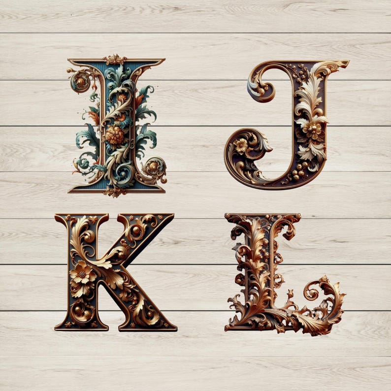 Printable Monograms, Alphabet Clipart, Digital Downloads, Letters ...