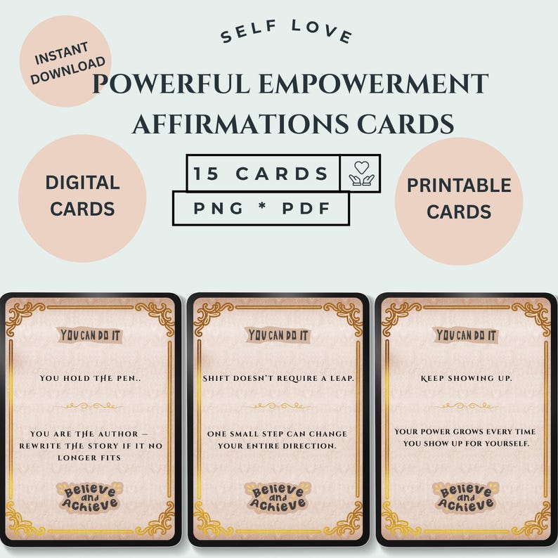Printable Affirmation Cards: Empowerment & Positive Mindset (digital ...