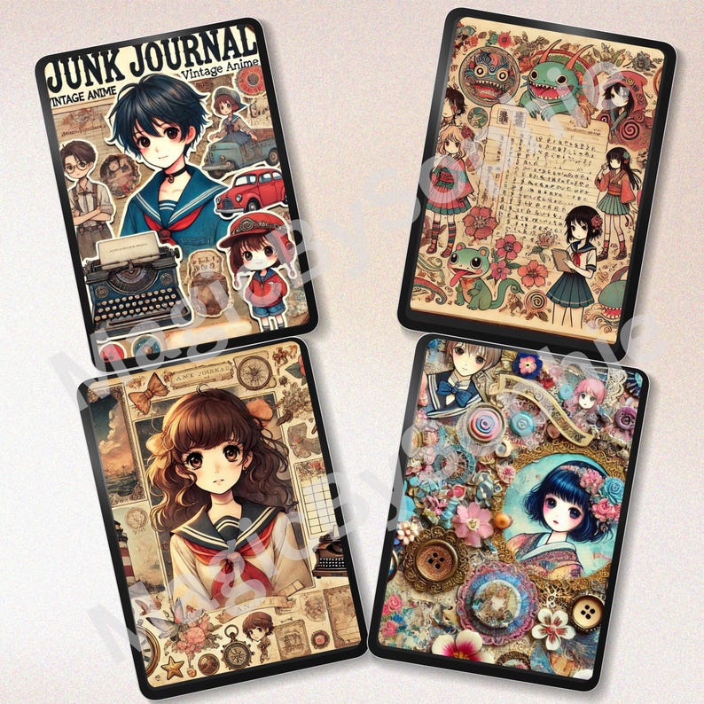 Vintage Anime Junk Journal Kit - Printable Scrapbooking Paper, DIY ...