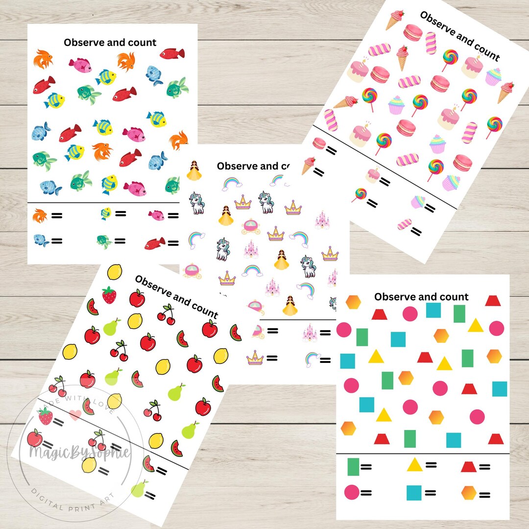 Observe & Count Kids Activity Bundle-fun With Numbers, Learning Games ...