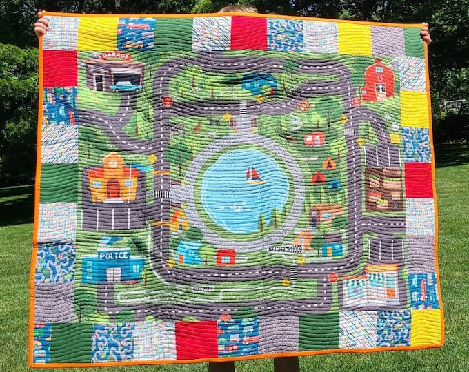 Playmat Car Quilt Roadway Baby Blanket, Nursery Bedding Newborn Boys ...