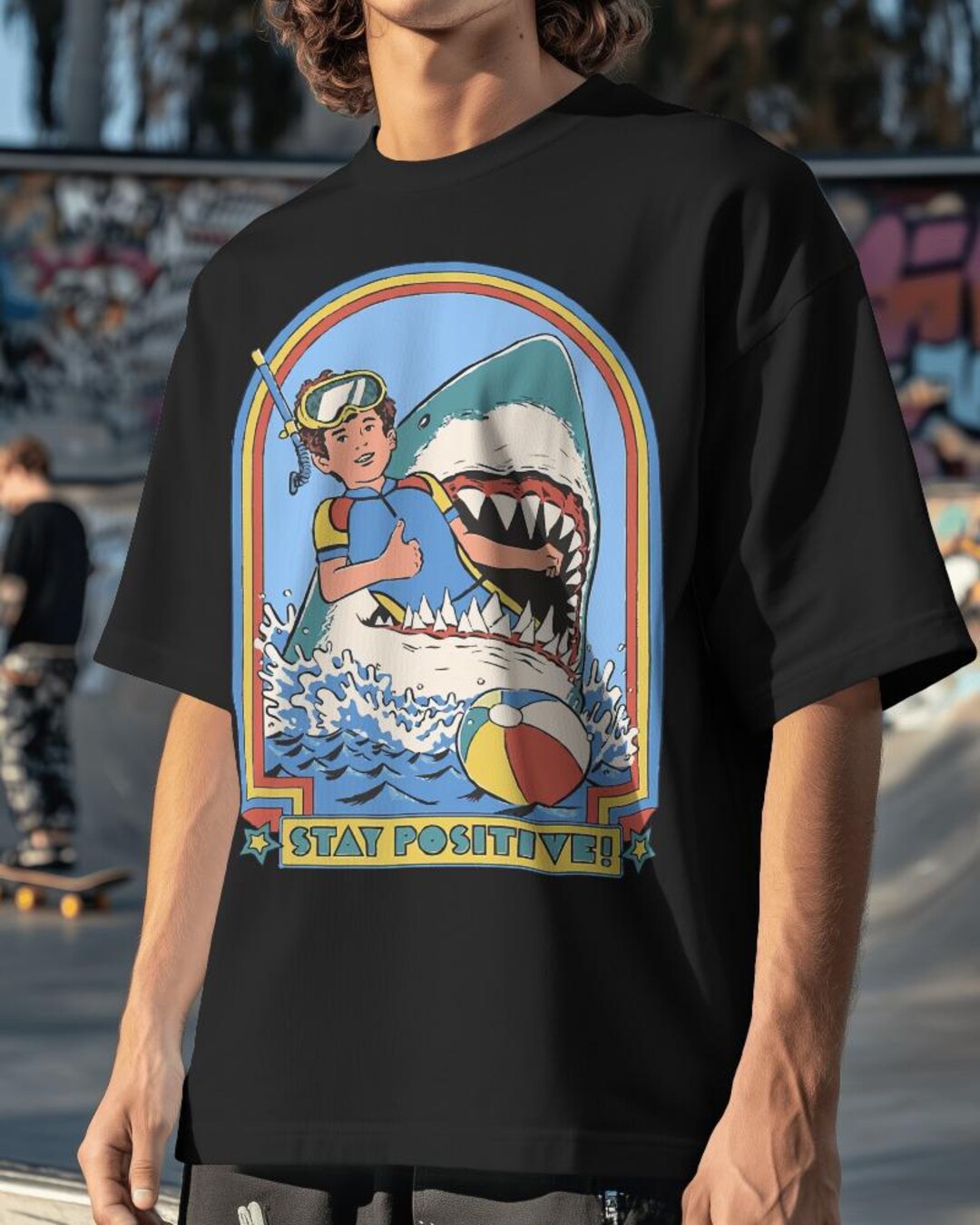 Stay Positive Shark Shirt - Funny Unisex Tees, Sweatshirts or Hoodies ...