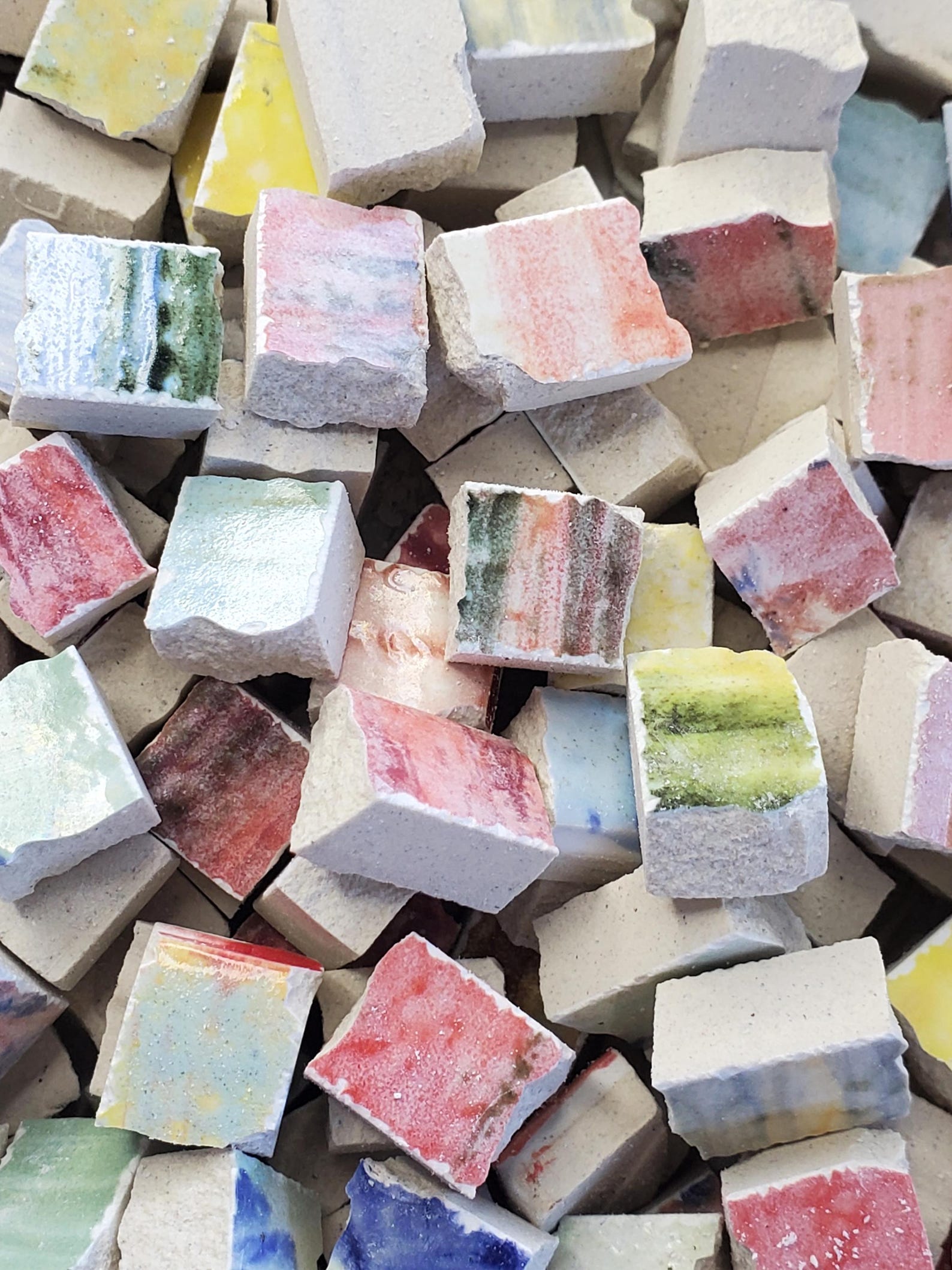 Colorful Handmade Glazed Ceramic Mosaic Tile Mix, Small Pieces for Art ...