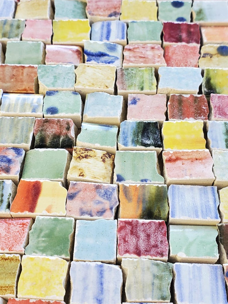 Colorful Handmade Glazed Ceramic Mosaic Tile Mix, Small Pieces for Art ...