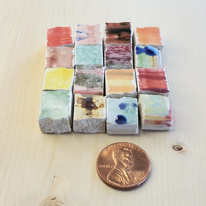 Colorful Handmade Glazed Ceramic Mosaic Tile Mix, Small Pieces for Art ...