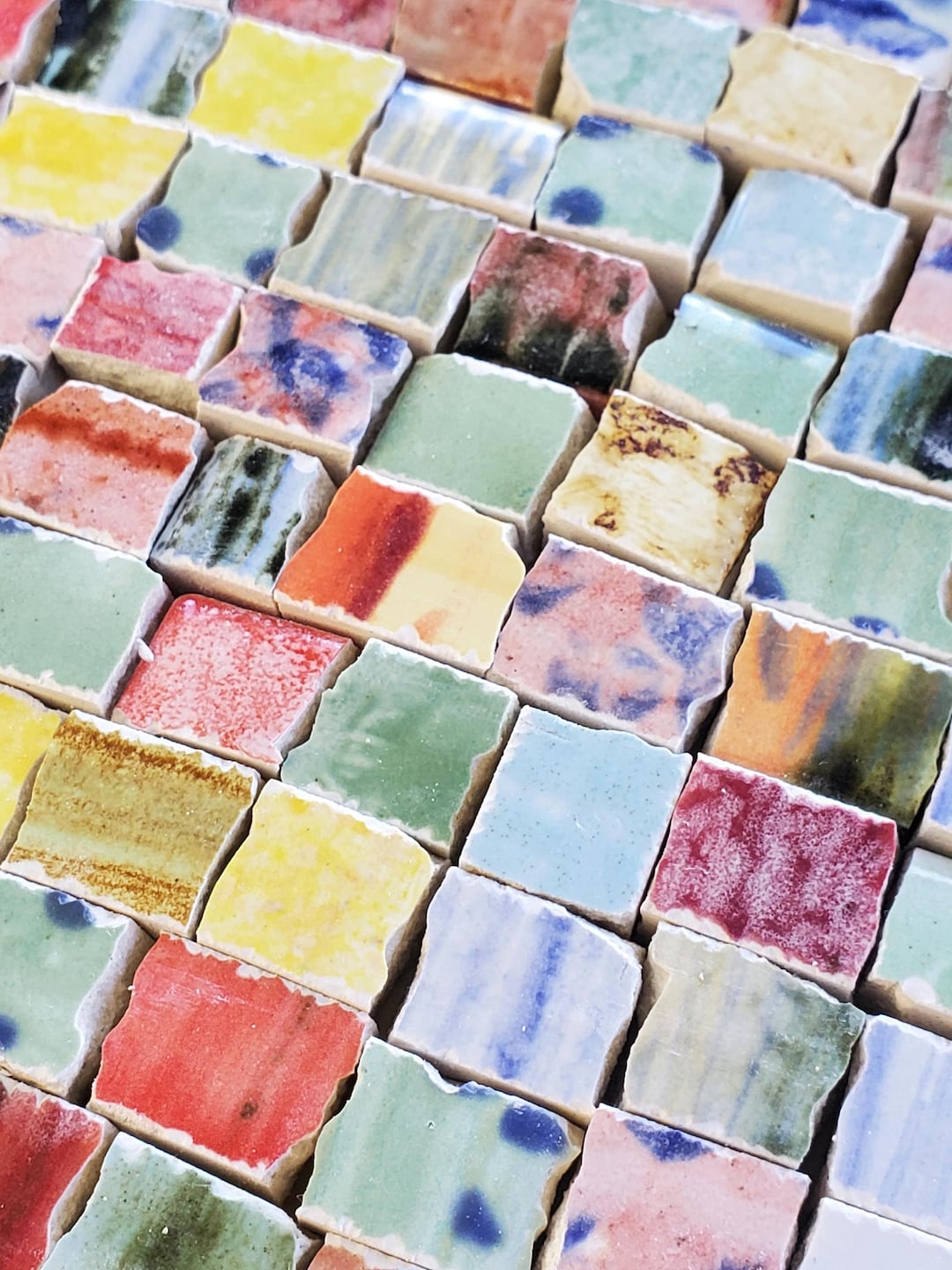 Colorful Handmade Glazed Ceramic Mosaic Tile Mix, Small Pieces for Art ...