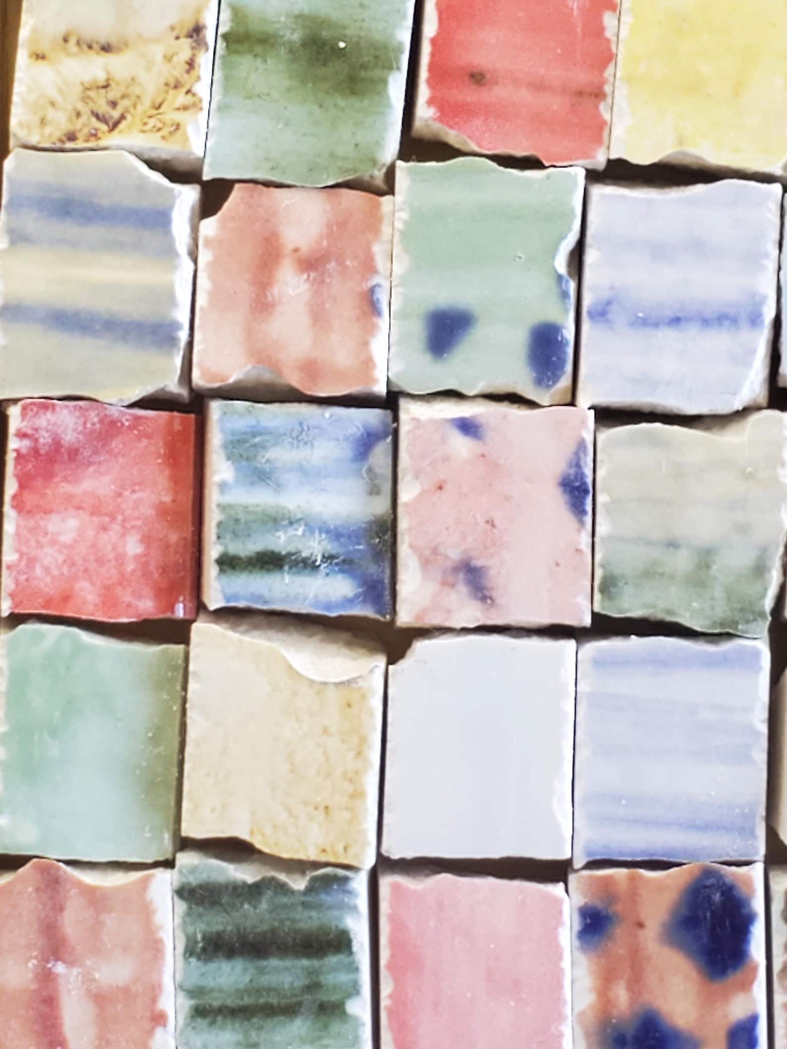 Colorful Handmade Glazed Ceramic Mosaic Tile Mix, Small Pieces for Art ...