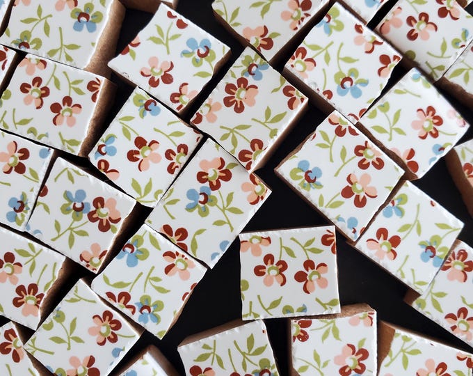 Little Pink Flowers Mosaic Tile Mix, Small Tiles, Ceramic, Potpourri ...