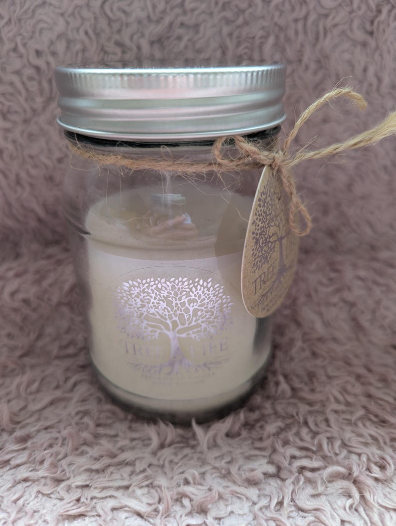 Tree of Life Fragranced Candle in Glass Jar With Lid Sandalwood ...