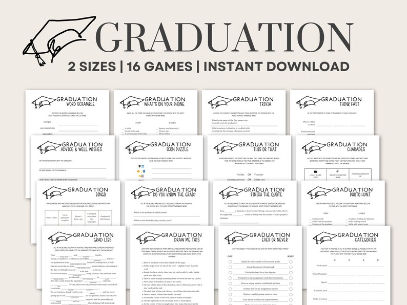 Graduation Game Bundle, Class of 2025 Party Games, High School Graduate ...