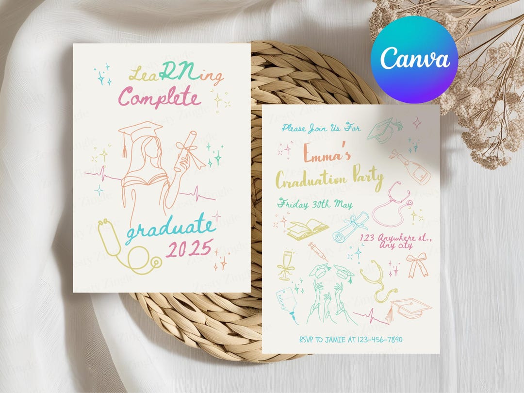 Nurse Graduation Invitation Template: Editable Canva Design (5x7) - Etsy