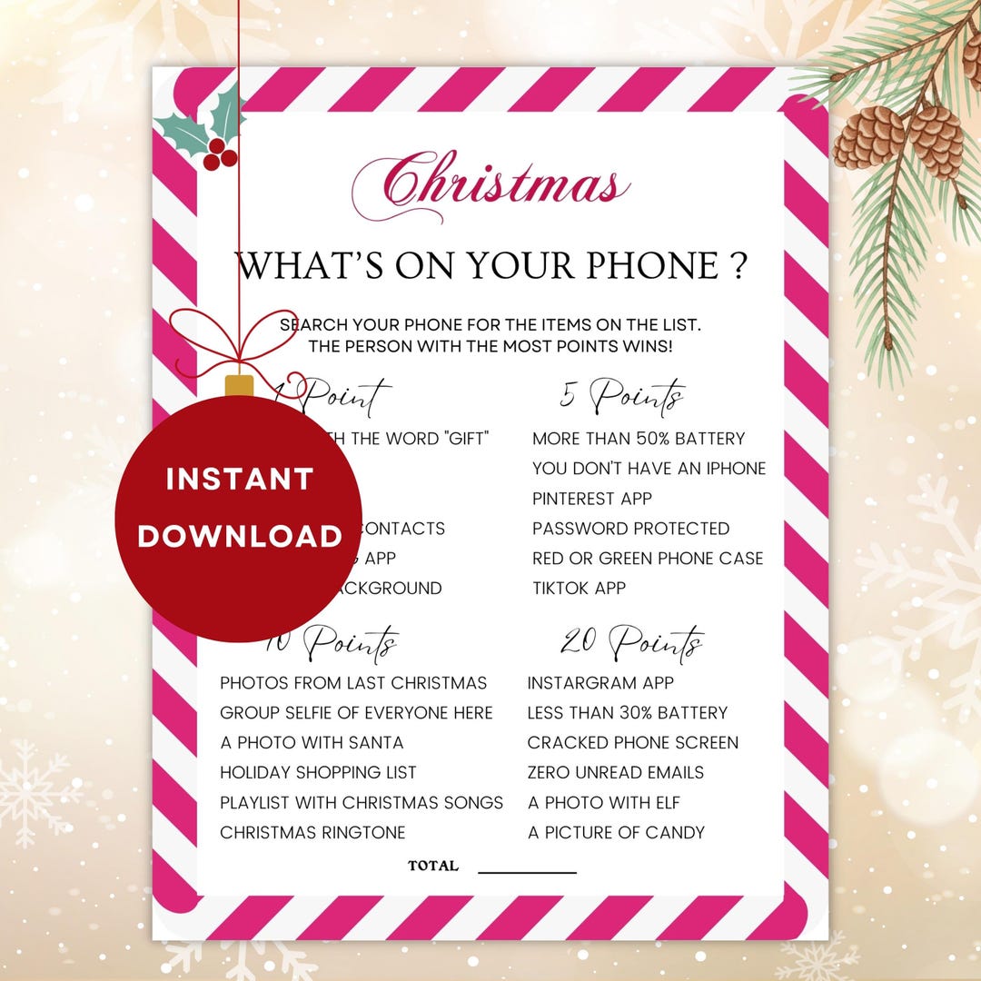Printable Christmas What's on Your Phone - Holiday Party Game - Etsy UK