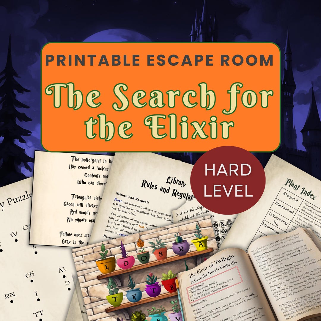 Printable Escape Room Game: the Search for the Elixir | Interactive ...