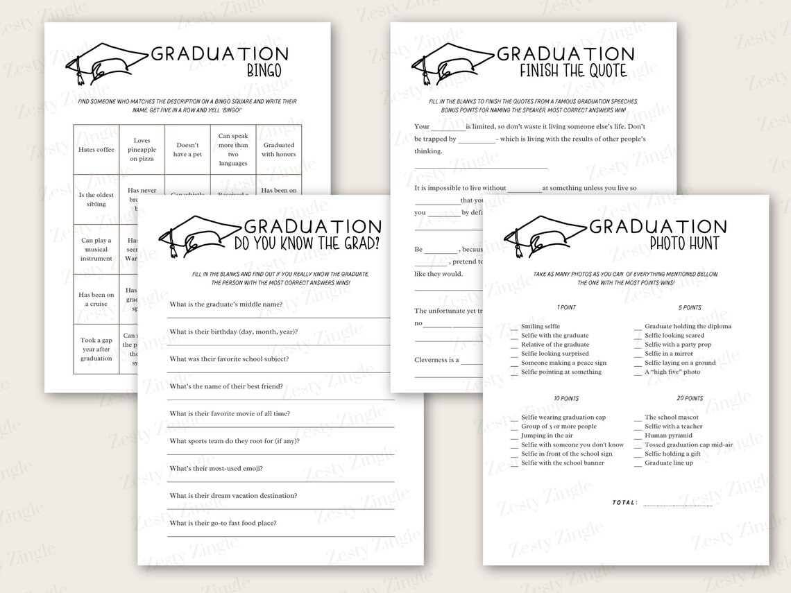Graduation Game Bundle, Class of 2025 Party Games, High School Graduate ...