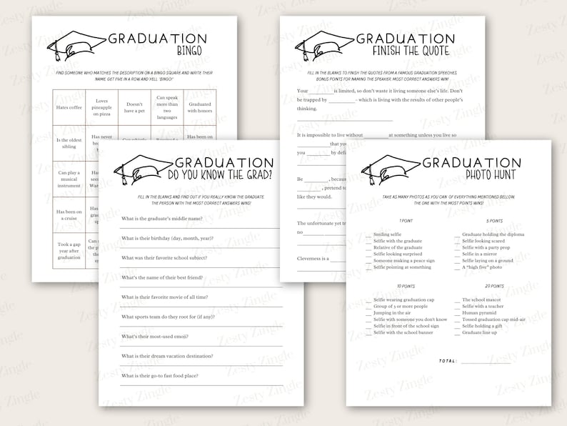 Graduation Game Bundle, Class of 2025 Party Games, High School Graduate ...