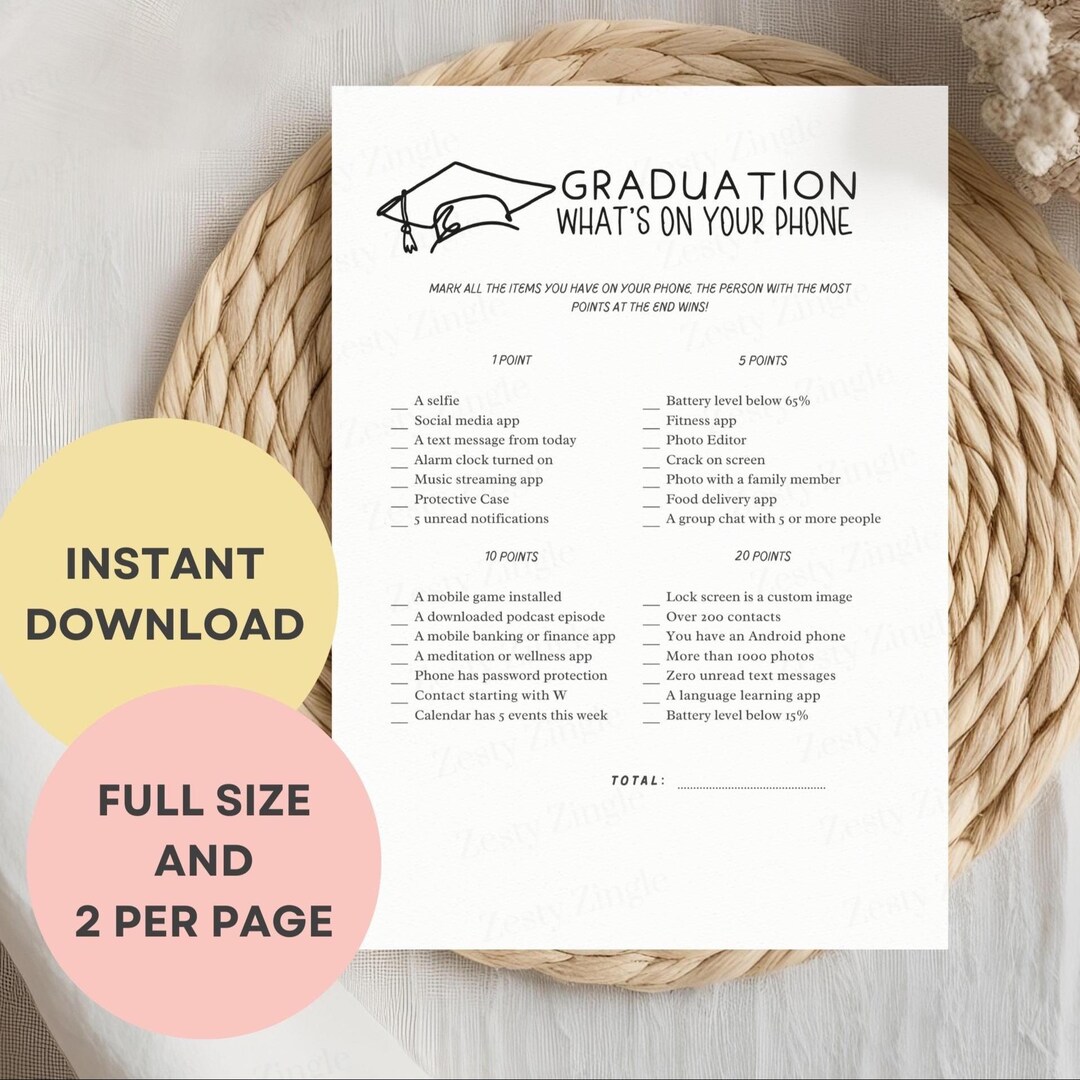 What's on Your Phone Graduation Game, 2025 Grad Party Game, Class of ...