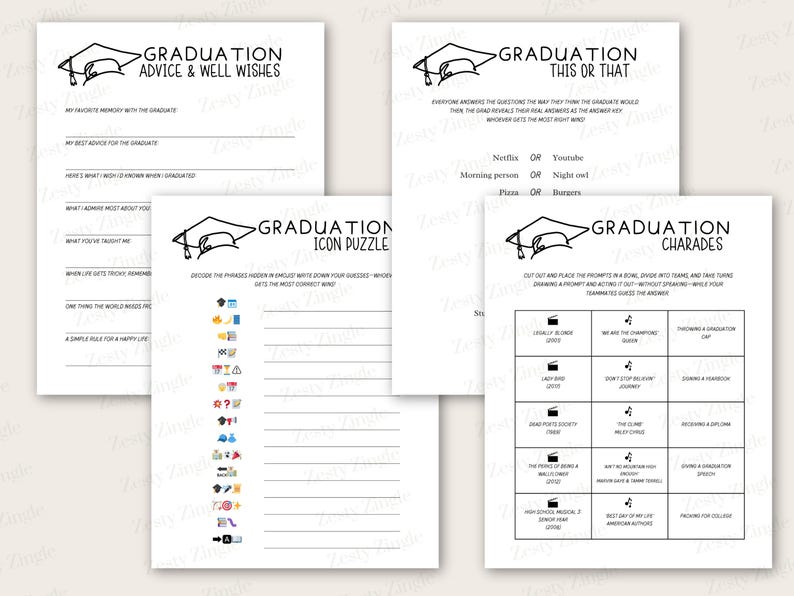 Graduation Game Bundle, Class of 2025 Party Games, High School Graduate ...