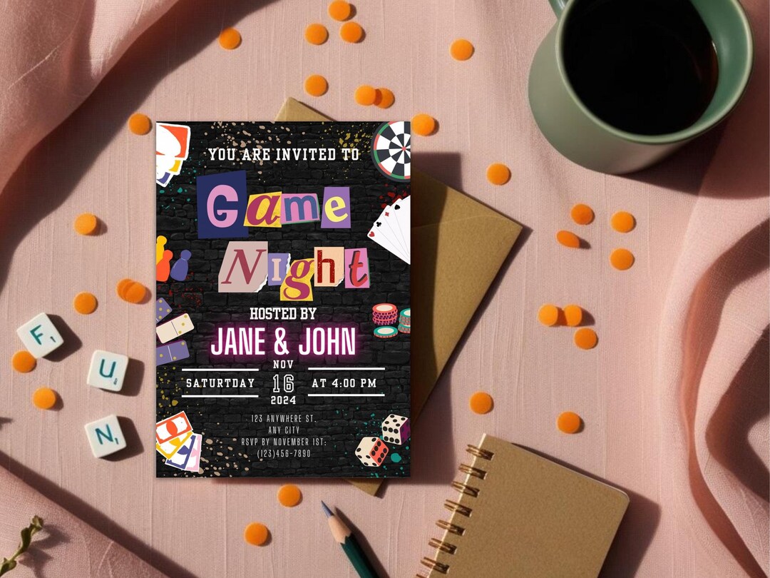 Printable Game Night Invitation | Customizable Party Invite | Instant ...
