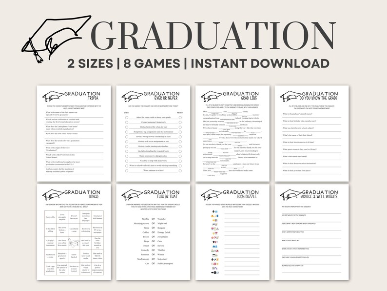 Graduation Game Bundle, Class of 2025 Party Games, High School Graduate ...