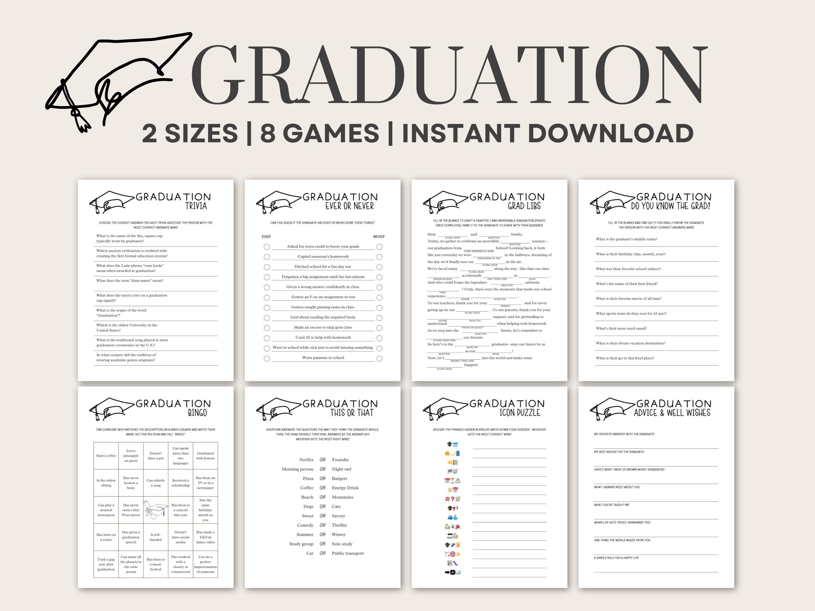 Graduation Game Bundle, Class of 2025 Party Games, High School Graduate ...