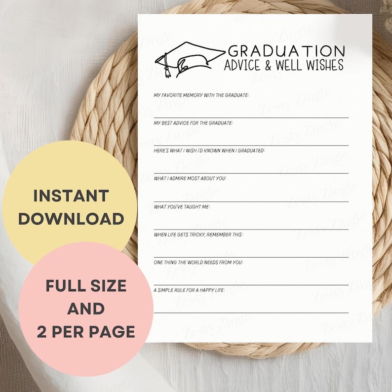 Graduation Advice and Wishes, Advice Cards for the Graduate, Grad Party ...