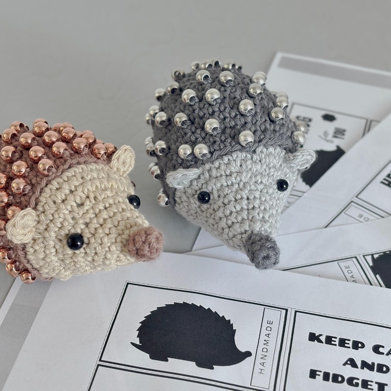 Beaded Crochet Fidget Hedgehog Pattern + Printable Hang Tags, Hedgehog ...