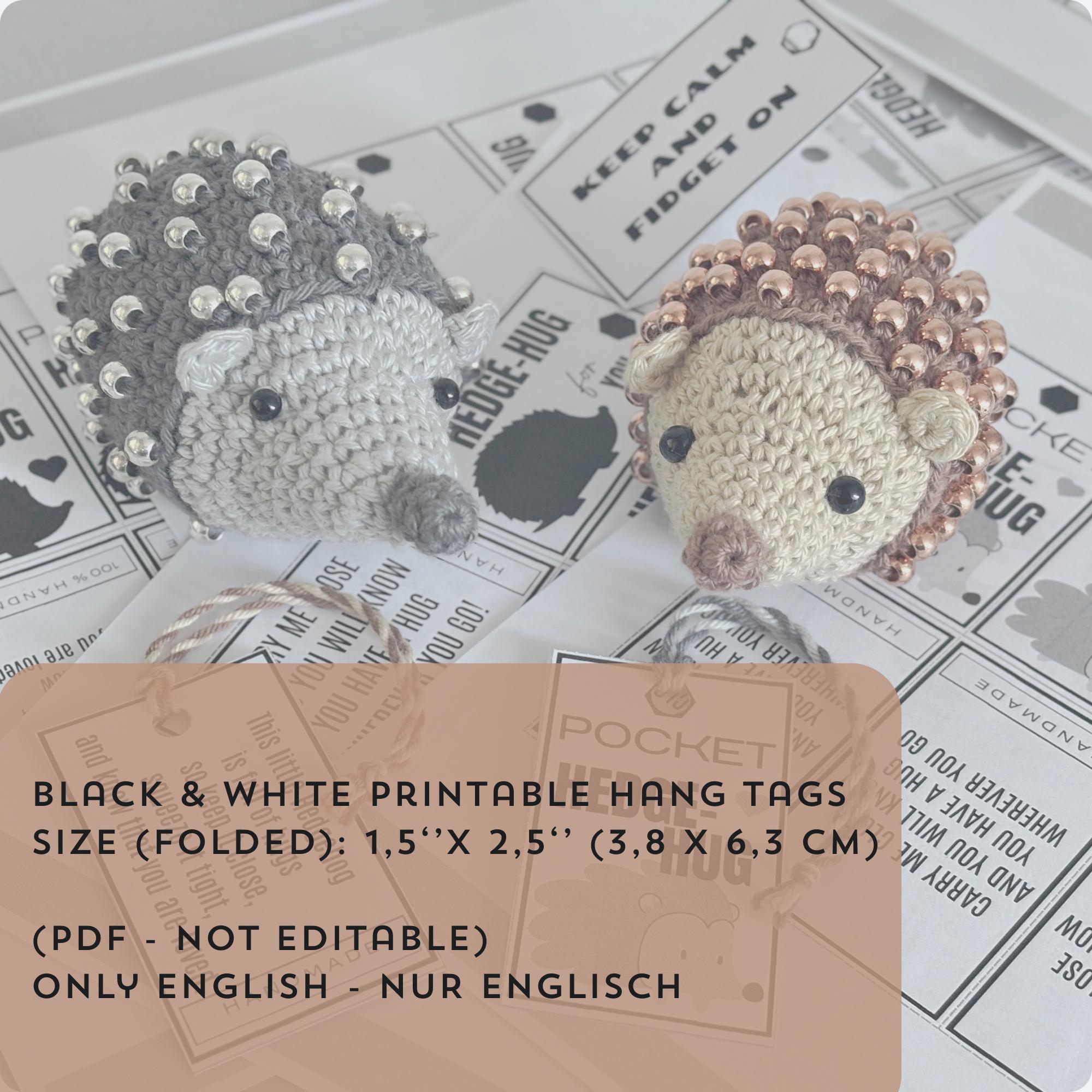 Beaded Crochet Fidget Hedgehog Pattern + Printable Hang Tags, Hedgehog ...