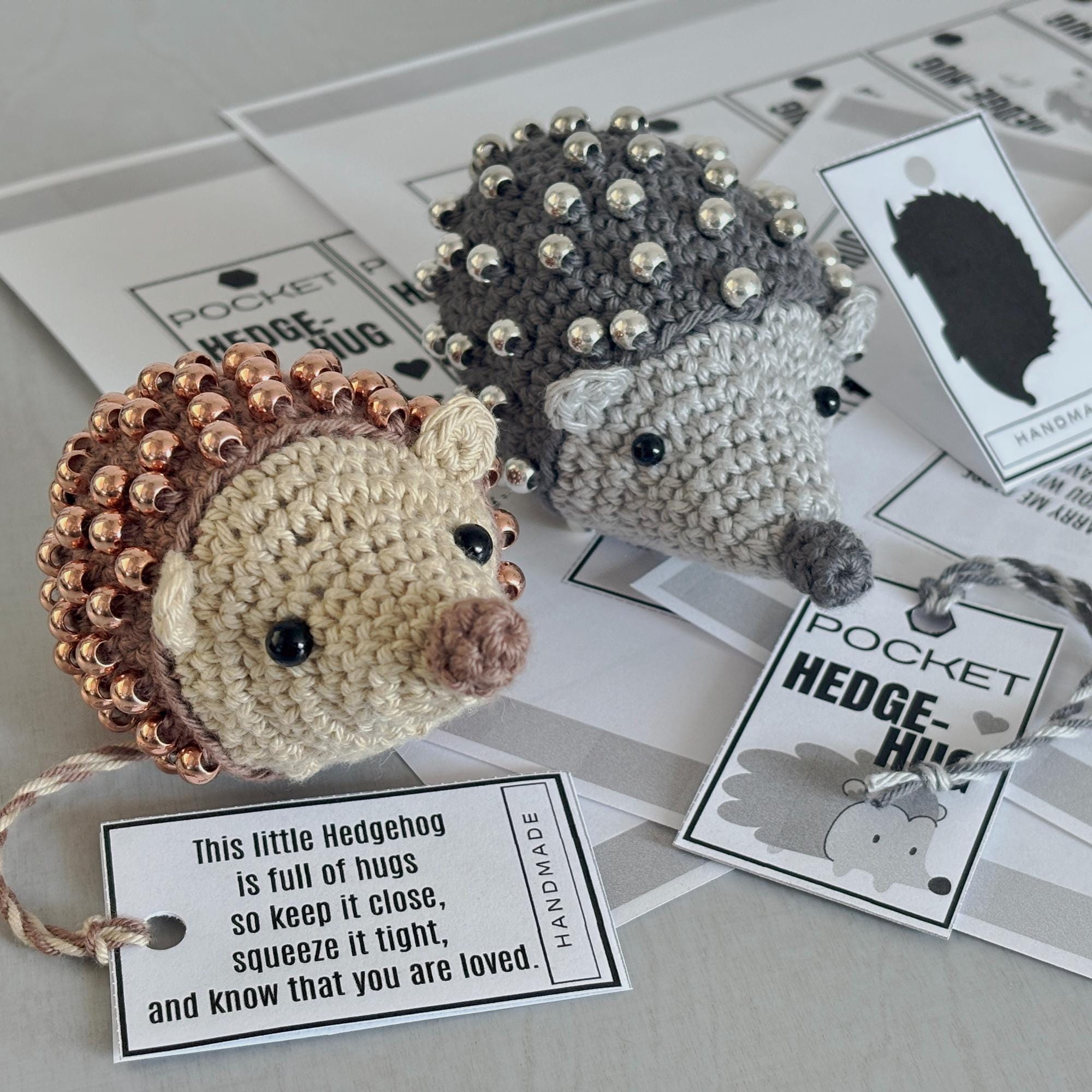 Beaded Crochet Fidget Hedgehog Pattern + Printable Hang Tags, Hedgehog ...