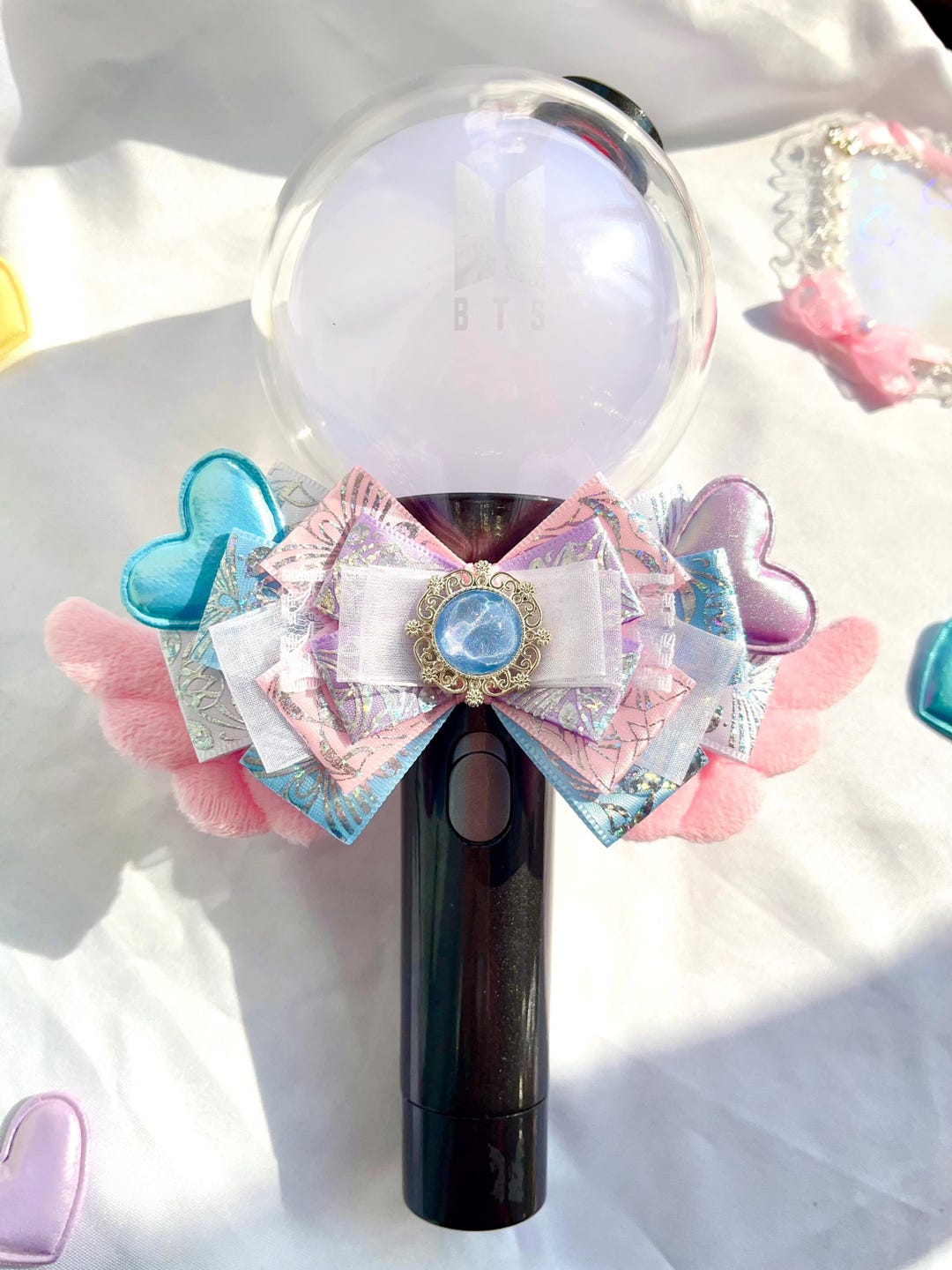 Handmade Seventeen Light Stick Ribbon Bow, Blue Purple, Bag Charm ...