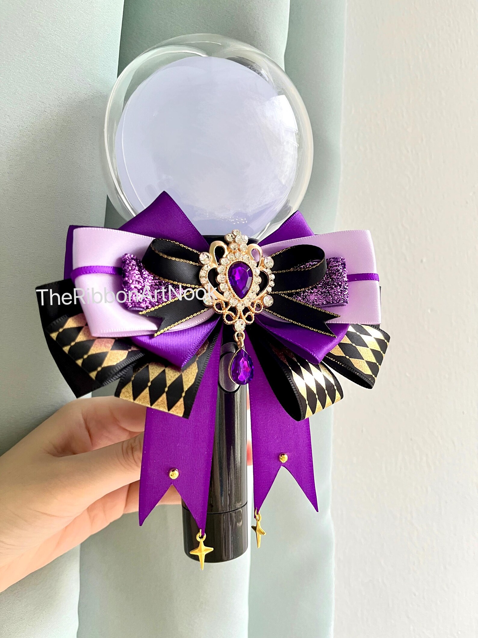 Dije de lazo de cinta inspirado en Charlie Light and Night, morado ...