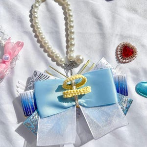 Handmade Light Stick Ribbon Bow, Blue & White, K-pop Concert Accessory ...