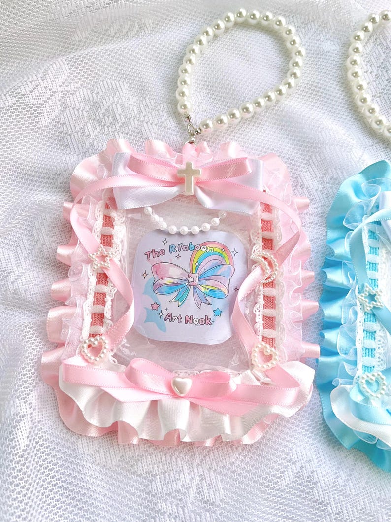 Kpop Photocard Holder (2PCS), Blue & Pink Lace Itabag Accessory, Milk ...