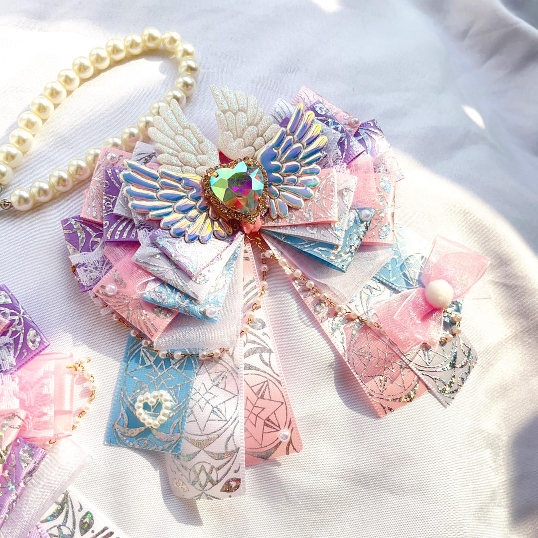 Handmade Seventeen Light Stick Ribbon Bow, Blue & Pink, Bag Charm ...