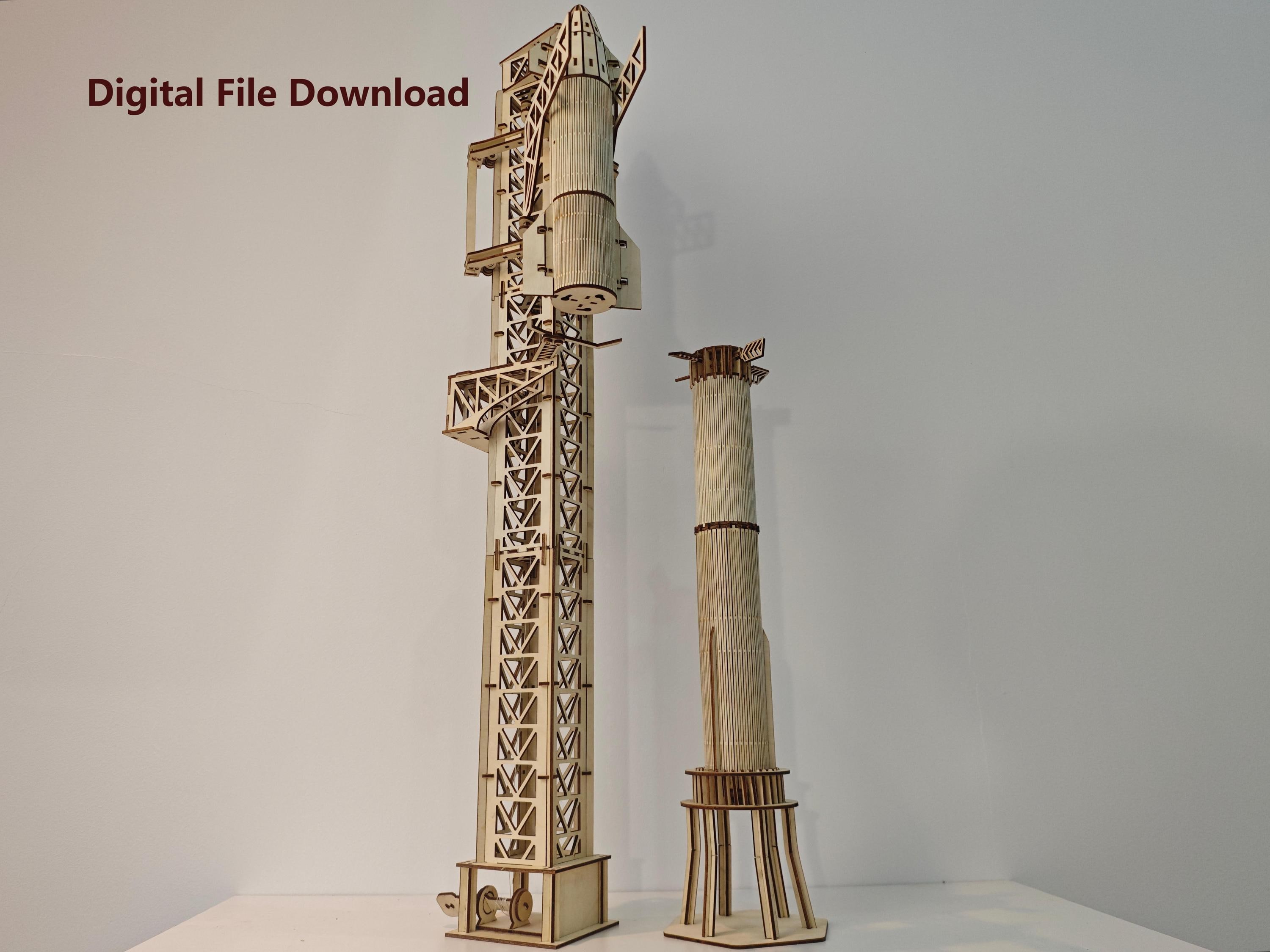 Starship Rocket & Launch Tower 3D Model – Laser Cut |SVG |DXF|AI ...