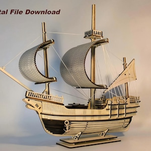 Laser Cut Wooden Ship Model, 3mm Plywood Assembly Kit (digital Files ...