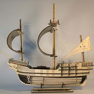 Laser Cut Wooden Ship Model, 3mm Plywood Assembly Kit (digital Files ...