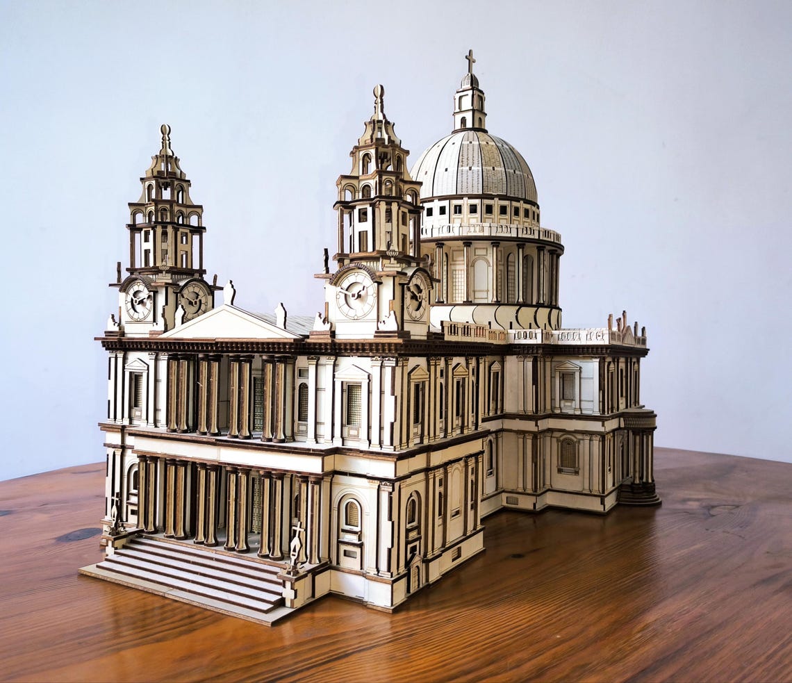 Laser-cut Plywood Model - St. Paul's Cathedral,laser Cut Model, Kit ...