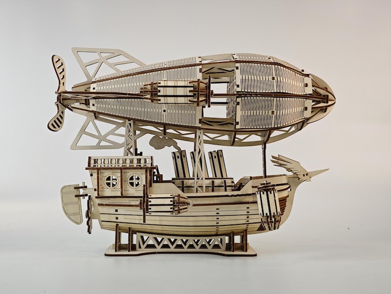 Steampunk Zeppelin Airship 3D Puzzle Laser Cut Files (SVG, AI, DXF ...