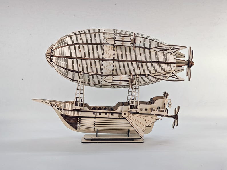 DIY Steampunk Airship Model: Laser Cut 3mm Plywood Puzzle (digital ...