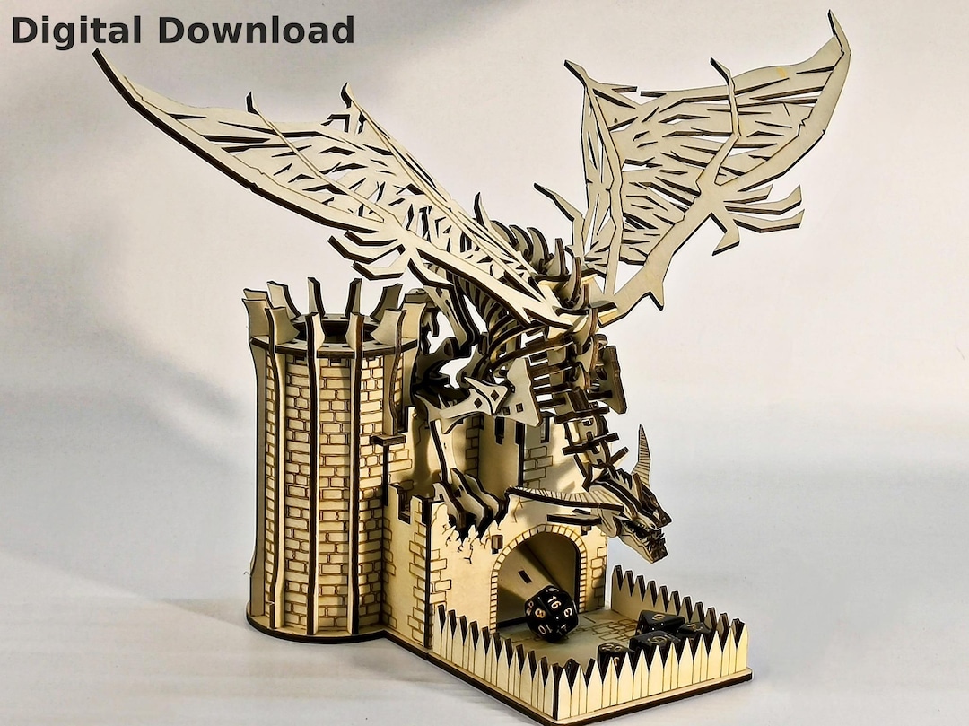 Diy Dragon Castle Dice Tower Laser Cut File | 3D Plywood Dice Roller ...