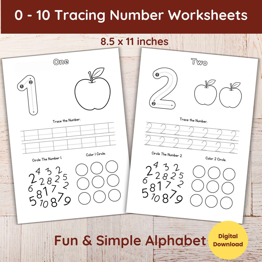 Traceable Numbers, 10 Number Tracing Worksheets, Preschool Worksheets ...