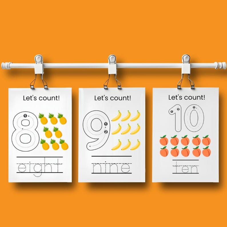 Number Tracing Poster for Preschool & Pre-k | Count 1-10 Fruits ...