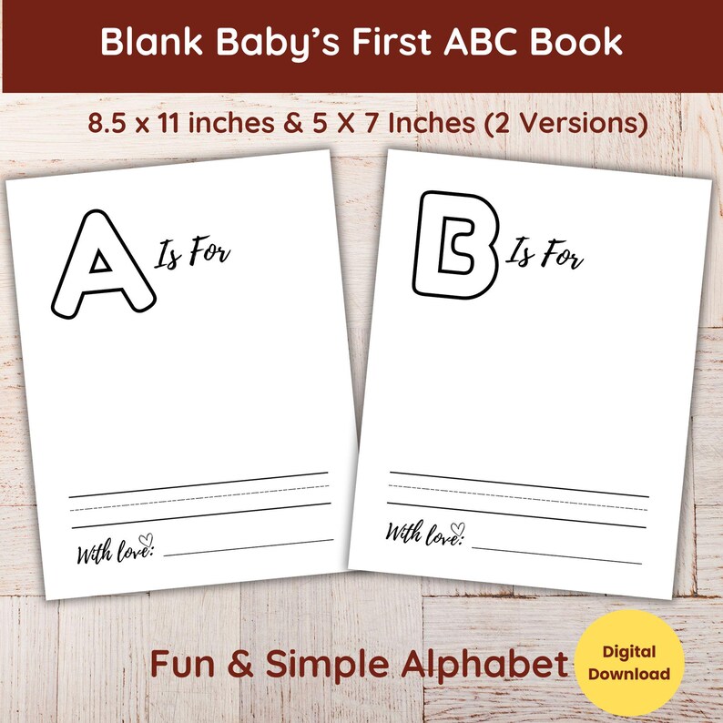Blank Alphabet Book, Baby's First Alphabet Book, Baby's First ABC Book ...