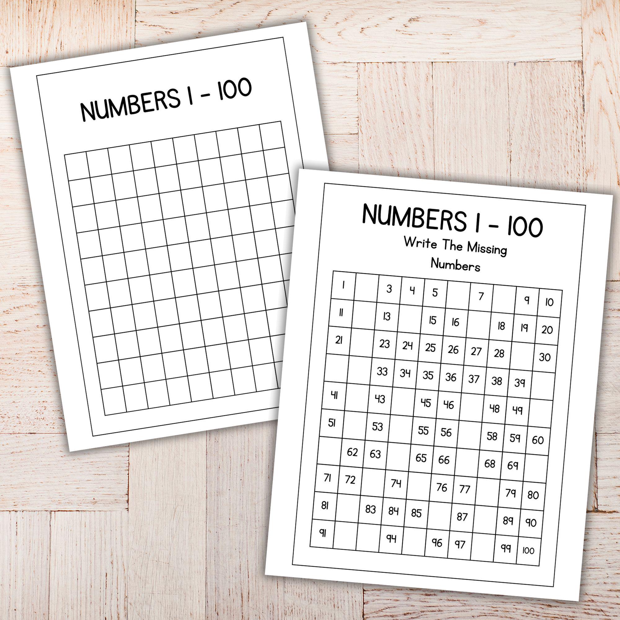 Count to 100, Numbers Chart 1-100, Counting 100 , Black and White ...