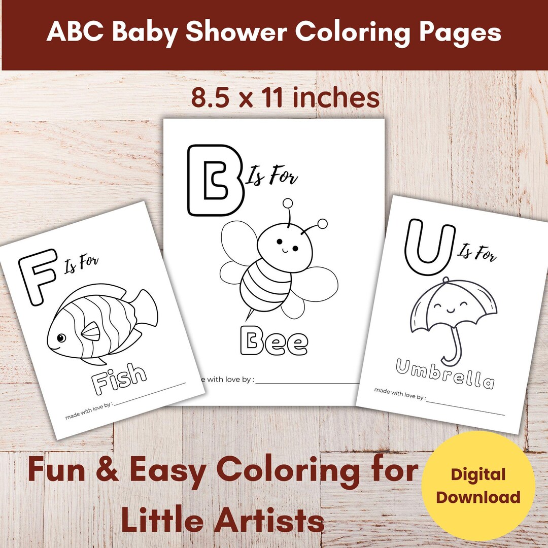 ABC Baby Shower Coloring Book, First ABC Book, Baby Learning ...