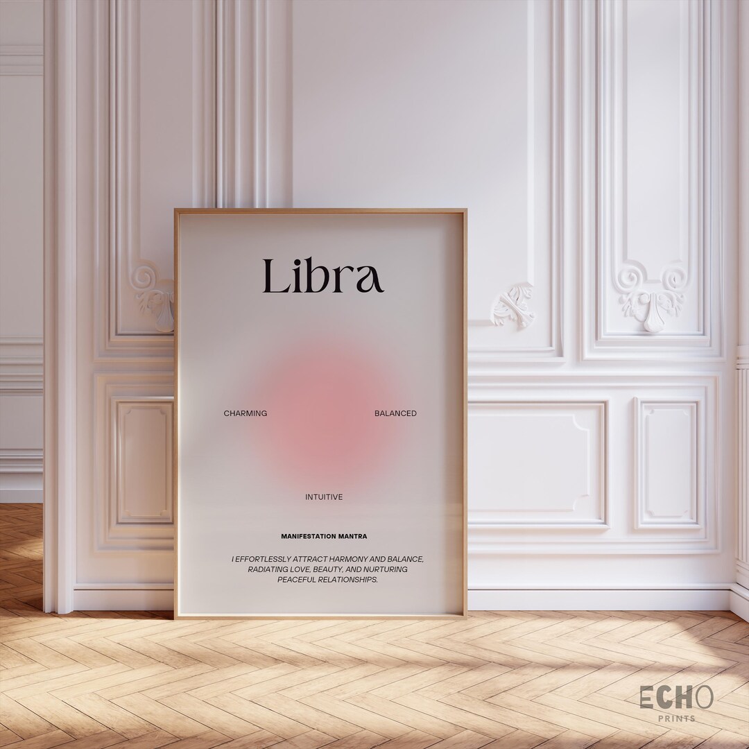 Libra Zodiac Sign Poster - Minimalist Manifestation Wall Art ...