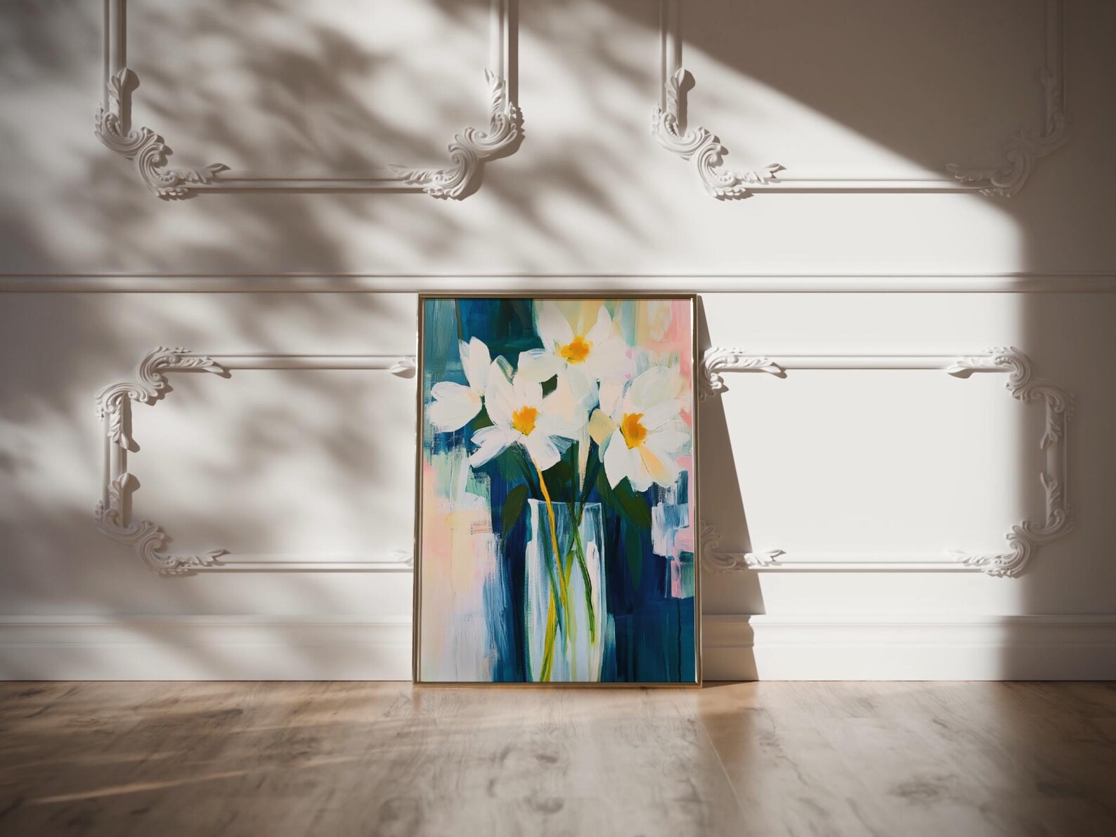 Abstract Floral Art - Modern Daffodil Painting Digital Download for ...